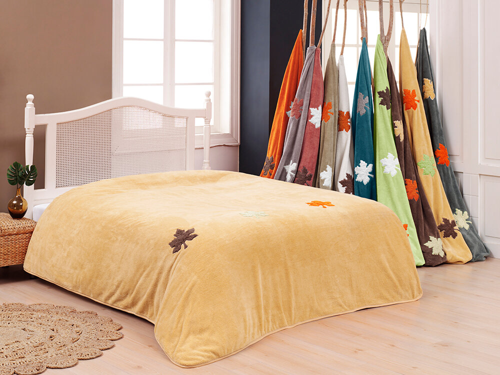 Плед бамбо Кленовый Лист 200*220 Песочный