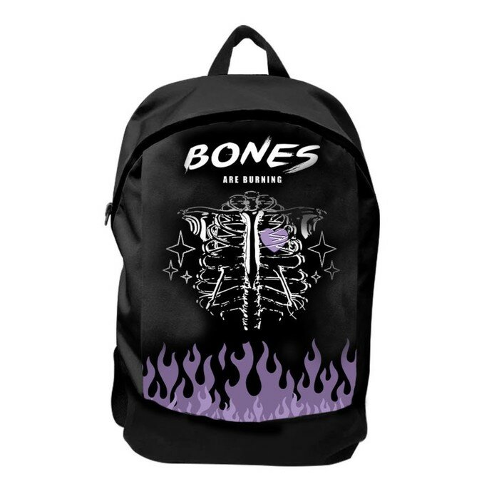 Рюкзак школьный текстильный BONES, 46х30х10 см, вертикальный карман, цвет чёрный