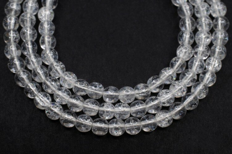 Бусины круглые 4мм, цвет C0003 хрусталь кракле, 739-005, 1 нить (около 100шт)