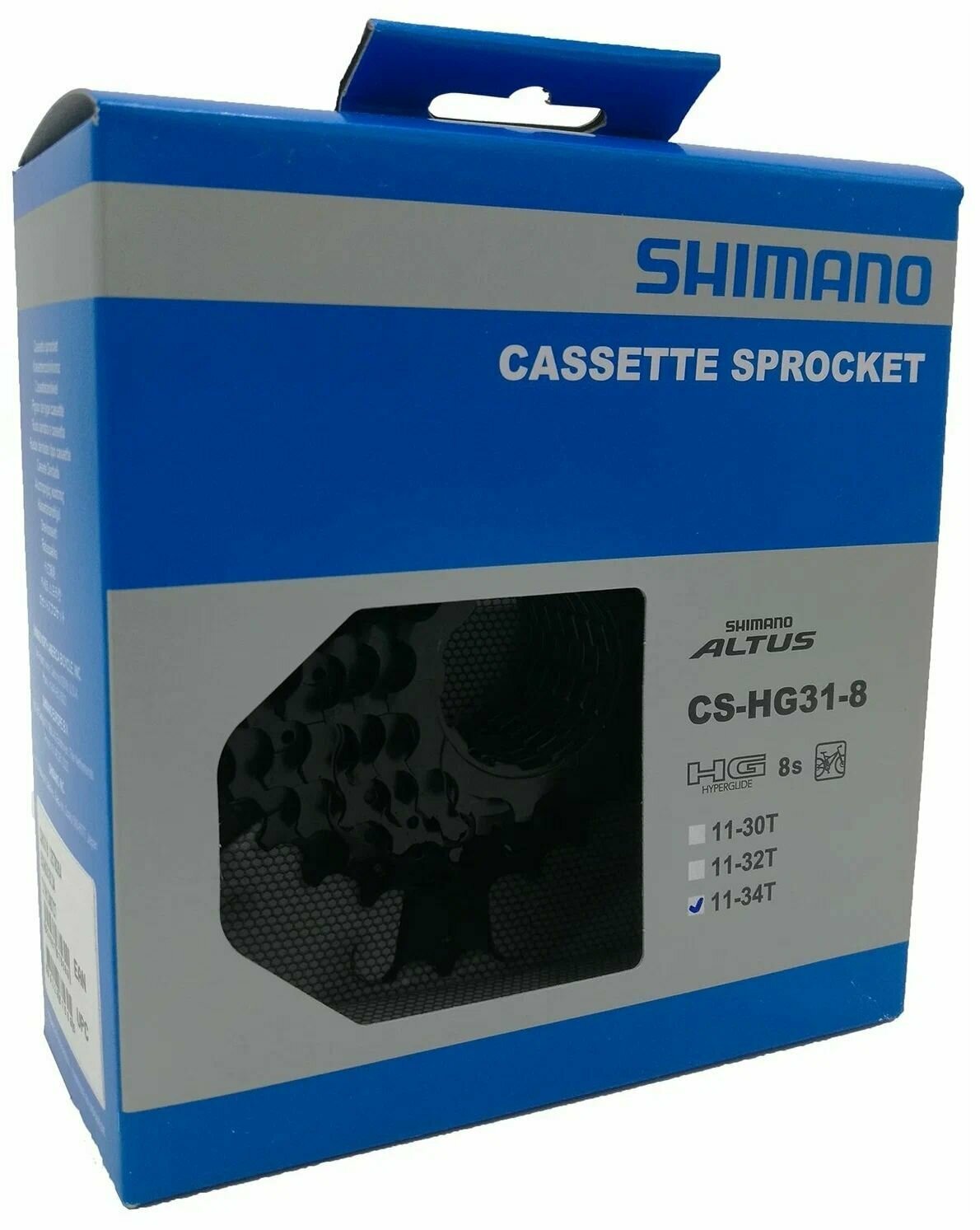 Кассета на 8 скоростей Shimano, HG31, 11-34T, черная