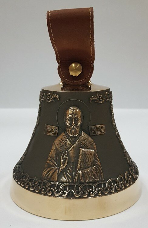 Колокол бронзовый "Святой Николай Чудотворец" d12 см, 1 кг