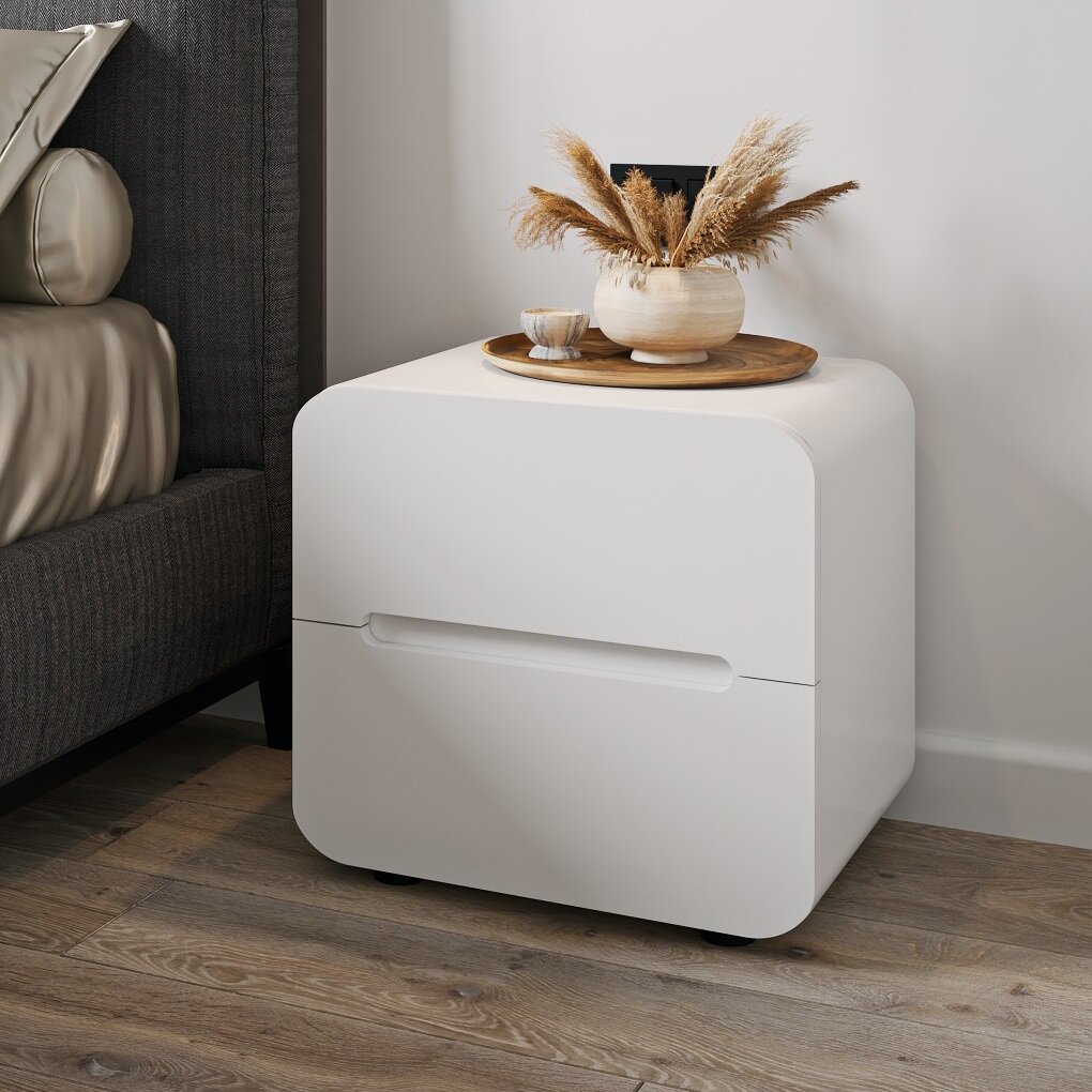 Тумба прикроватная с ящиками Ницца 50, белая