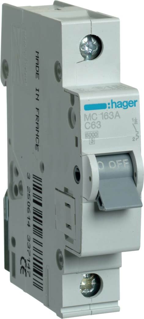 Автоматический выключатель 1P 6kA C-63A 1M