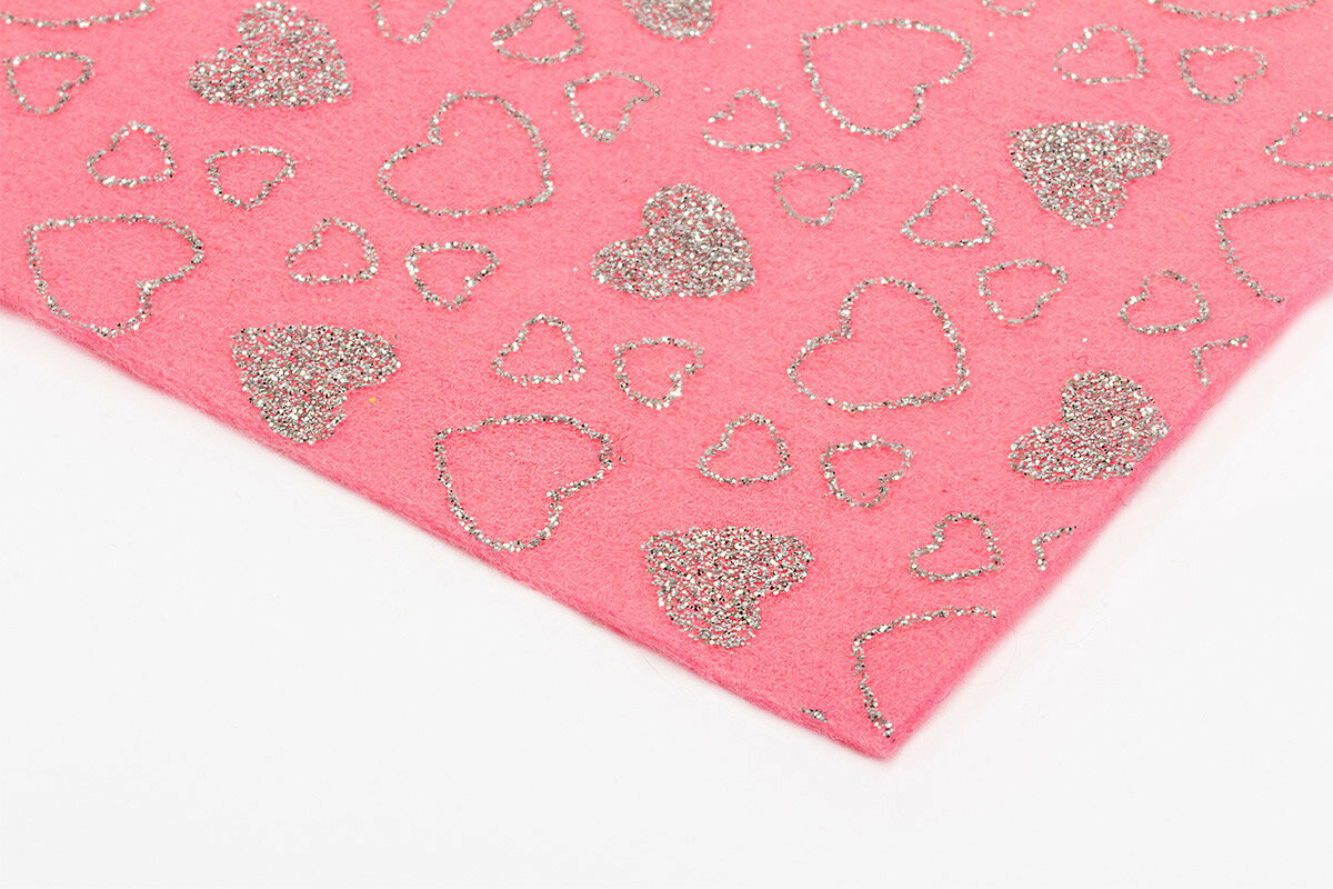 Фетр BLITZ FSH13-30/45 декоративный 30 см х 45 см +- 2 см №CHH613 сердечки/розовый