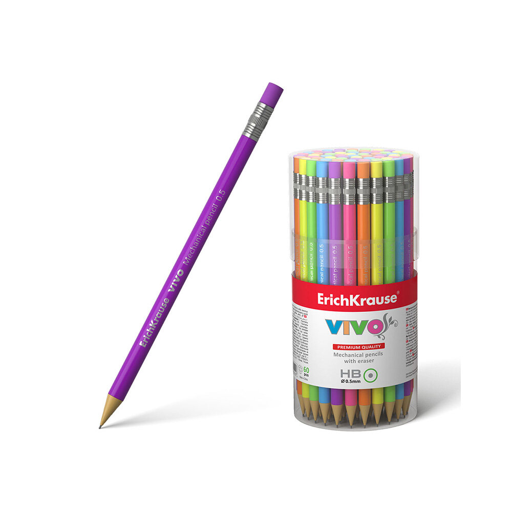 ErichKrause Карандаш механический Vivo 0.5 мм 45023 HB грифель, письменный инструмент 1 шт