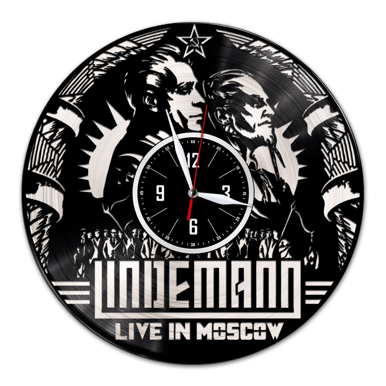 Lindemann - настенные часы из виниловой пластинки (с серебряной подложкой)