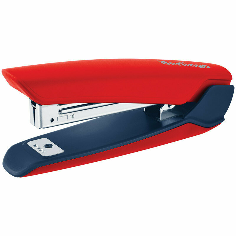 Степлер №10 Berlingo "Hyper" до 20л, 100 скоб, пластиковый корпус, красный, 303529