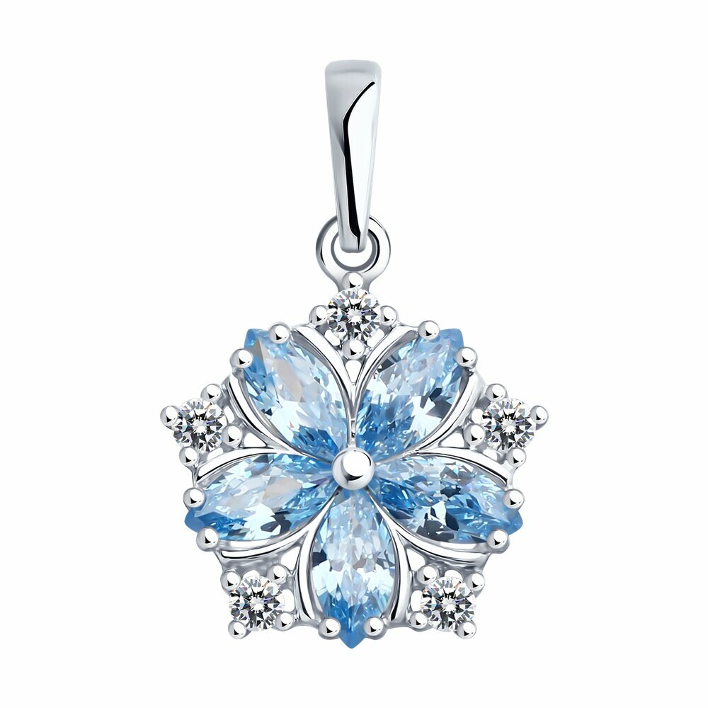 Подвеска, серебро, 925 проба, родирование, фианит