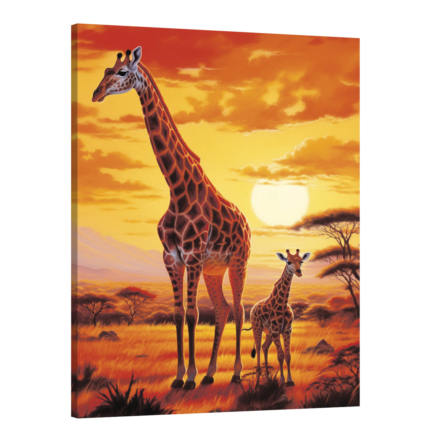 Интерьерная картина 50х70 "Жираф и его малыш"