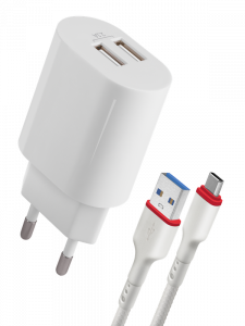 Defender Зарядное устройство Defender UPC-24 83679, 2xUSB, (2100 мА) + кабель Type-C, белый (ret)