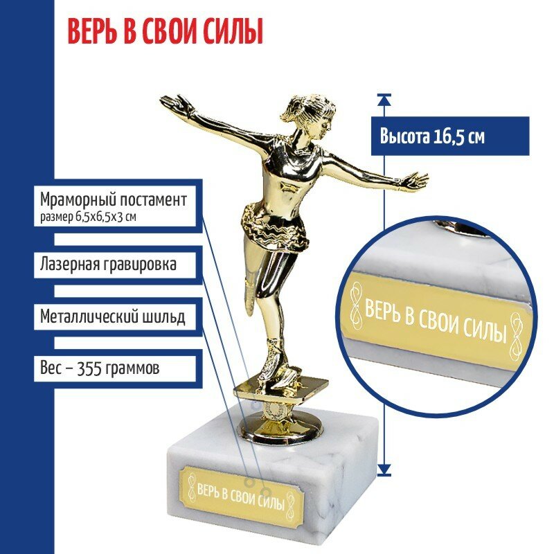 Статуэтка Фигуристка "Верь в свои силы" на мраморном постаменте (16,5 см)