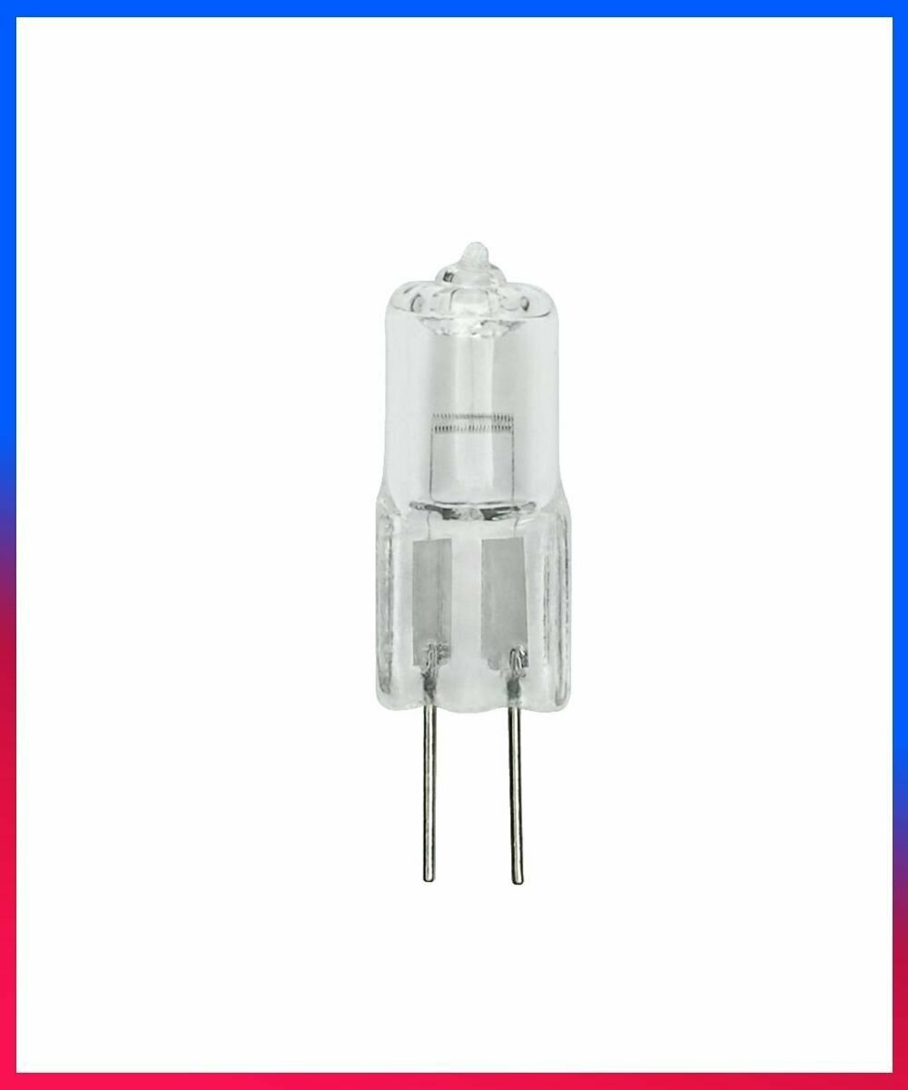 Лампа галогенная G4 Капсула 12v 20Вт 3000К D8х40мм Прозрачная колба 300Лм Установка только в перчатках!
