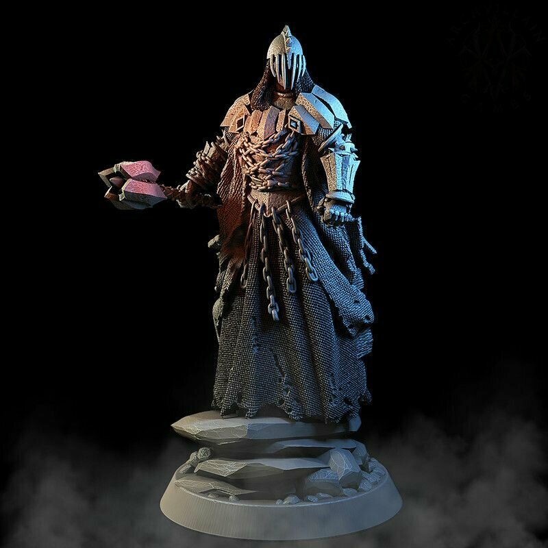 Жрец в тяжелой броне 45 мм (доп классы: Паладин, Клирик, Варвар, Файтер, Рыцарь) миниатюра для DnD (ДнД) и других Настольных игр( НРИ, Варгеймов или РПГ), фентези тематика