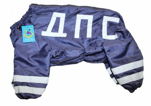 Тёплый комбинезон, с подкладкой флис, для пуделя миниатюрного (карликового) суки, с надписью ДПС, цвет тёмно-синий