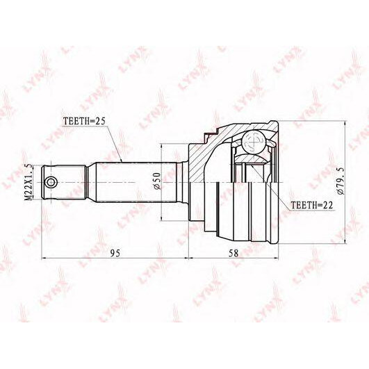 Ремкомплект шруса внешний для автомобиля Mitsubishi Kia Hyundai, LYNXAUTO CO-3603 (1 шт.)