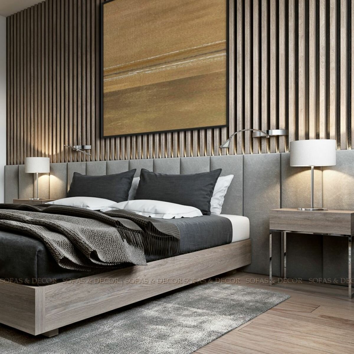 Изголовье прямоугольники составное мягкое 90x120 рогожка серый