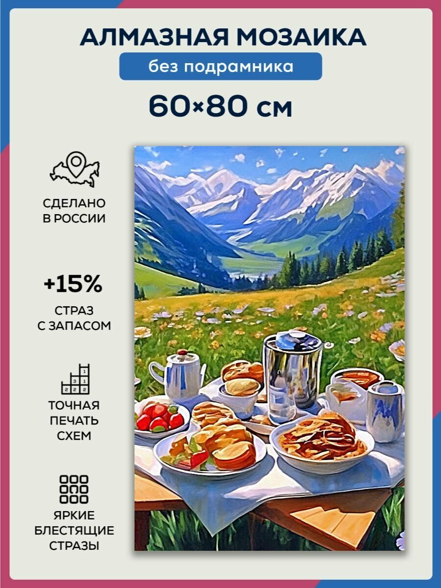 Алмазная мозаика 60x80 Пикник природа без подрамника