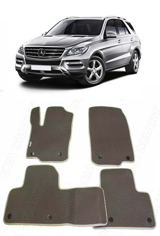 Ева коврики Mercedes-Benz M - klasse III (W166) 2011 - 2015/ Ева ЭВА сота/ цвет Черный c красной окантовкой / EVA Smart / коврики в салон автомобиля Мерседес Бенц
