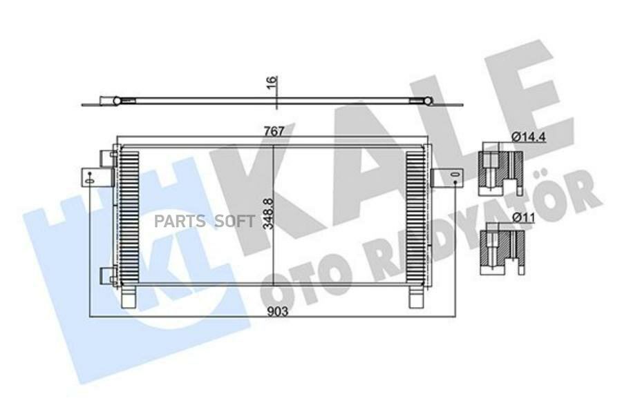 KALE 350350 Радиатор кондиционера для а/м MAN TGA (02-)/TGS (07-)/TGX (07-) паяный ()