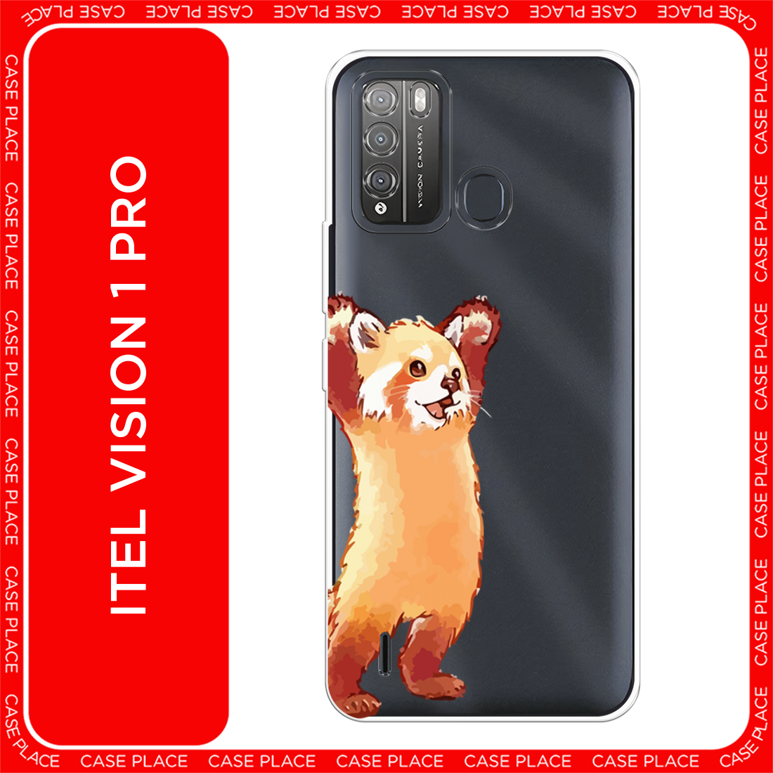 Чехол на Itel Vision 1 Pro / Ител Визион 1 Про с принтом Красная панда в полный рост, прозрачный