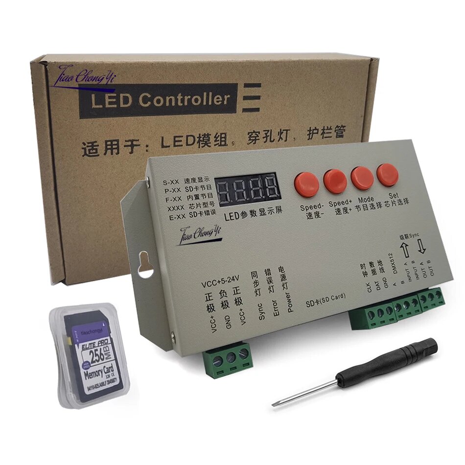 Игровой контроллер K1000S Pixel RGB, 1024 пикселей, обновленная фотография T1000S для IC SK6812 WS2812 WS2811 APA102 WS2815