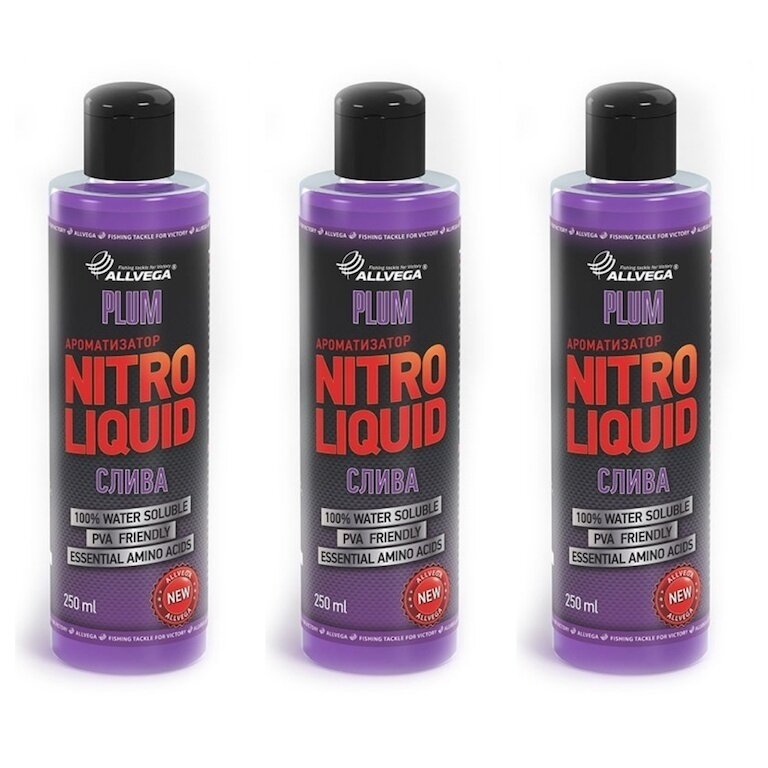 Ароматизатор жидкий для рыбалки Nitro Liquid Слива 3 флакона по 250 мл