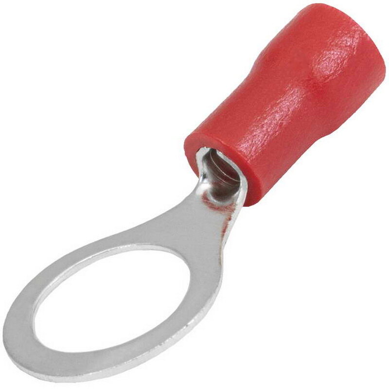 Наконечник кольцевой изолированный 1.25-8, 19 А, 22-16 AWG, красный, латунь луженая