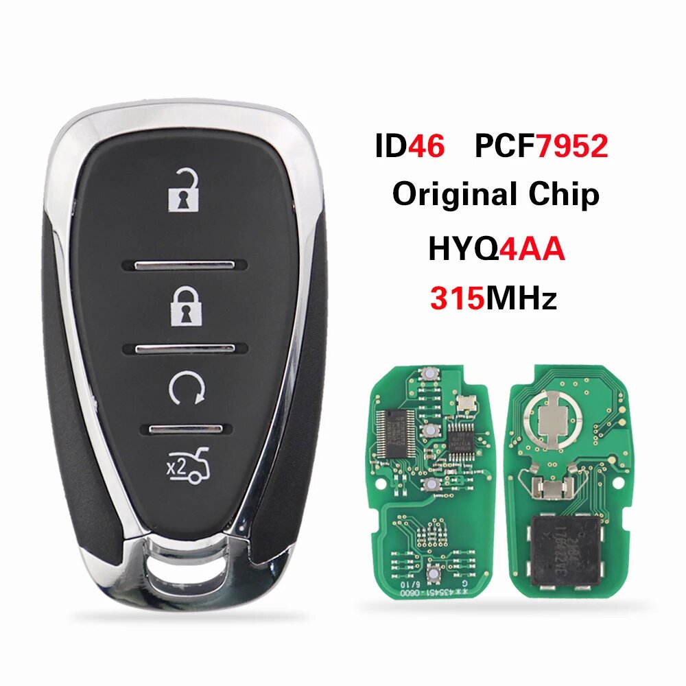 Смарт-ключ для Chevrolet ID46 PCF7952 315MHz, черный Type 2