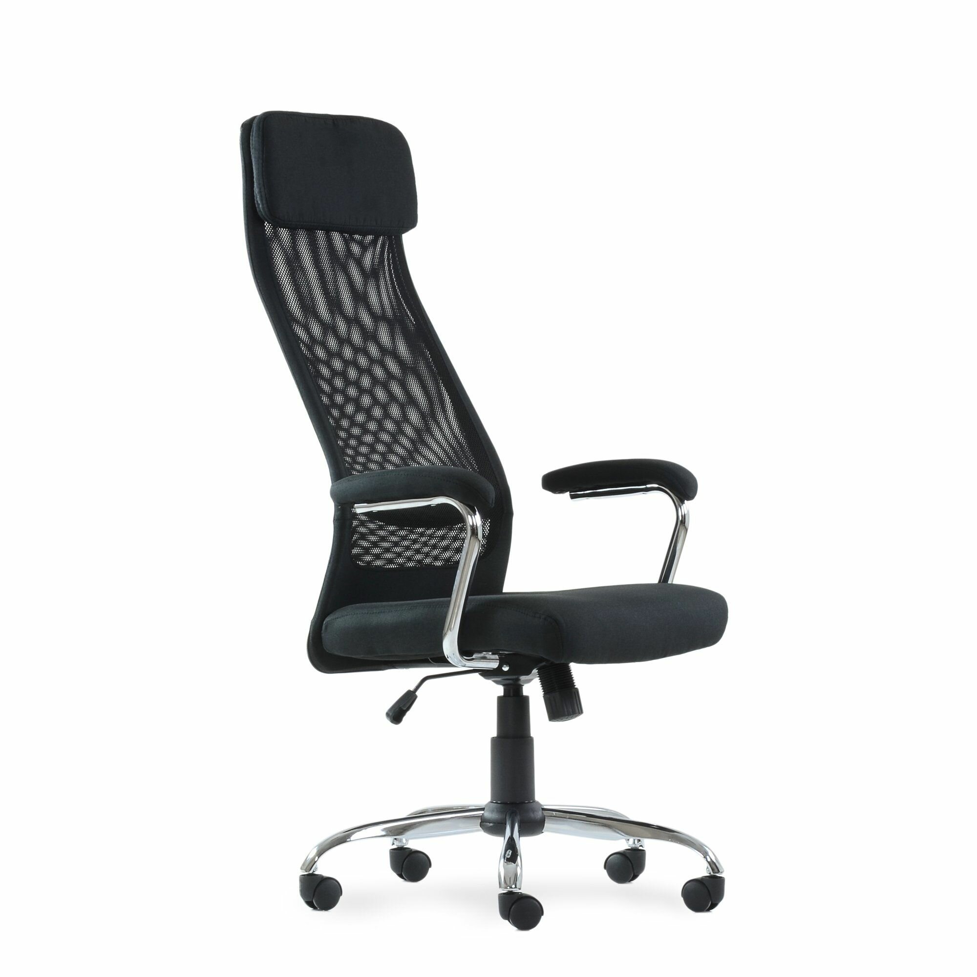 Кресло компьютерное K-115 Barneo черный, металл, мягкое сиденье, с подлокотниками