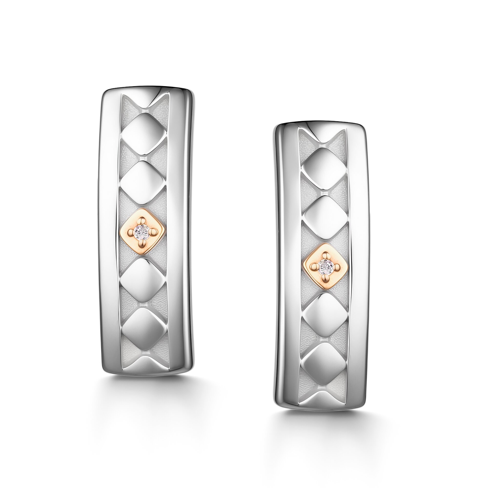 Серьги, серебро, 925 проба, родирование, бриллиант