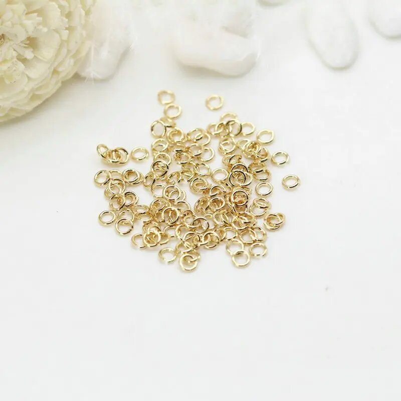 Открытые кольца для ювелирных изделий Florainer Tina 200 шт, 14-каратное золото, латунь 0.7mmx4.5mm