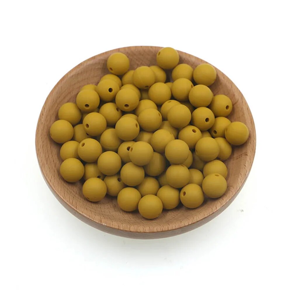 Ковiкт силиконовые бусины 12 мм 100 шт. mustard