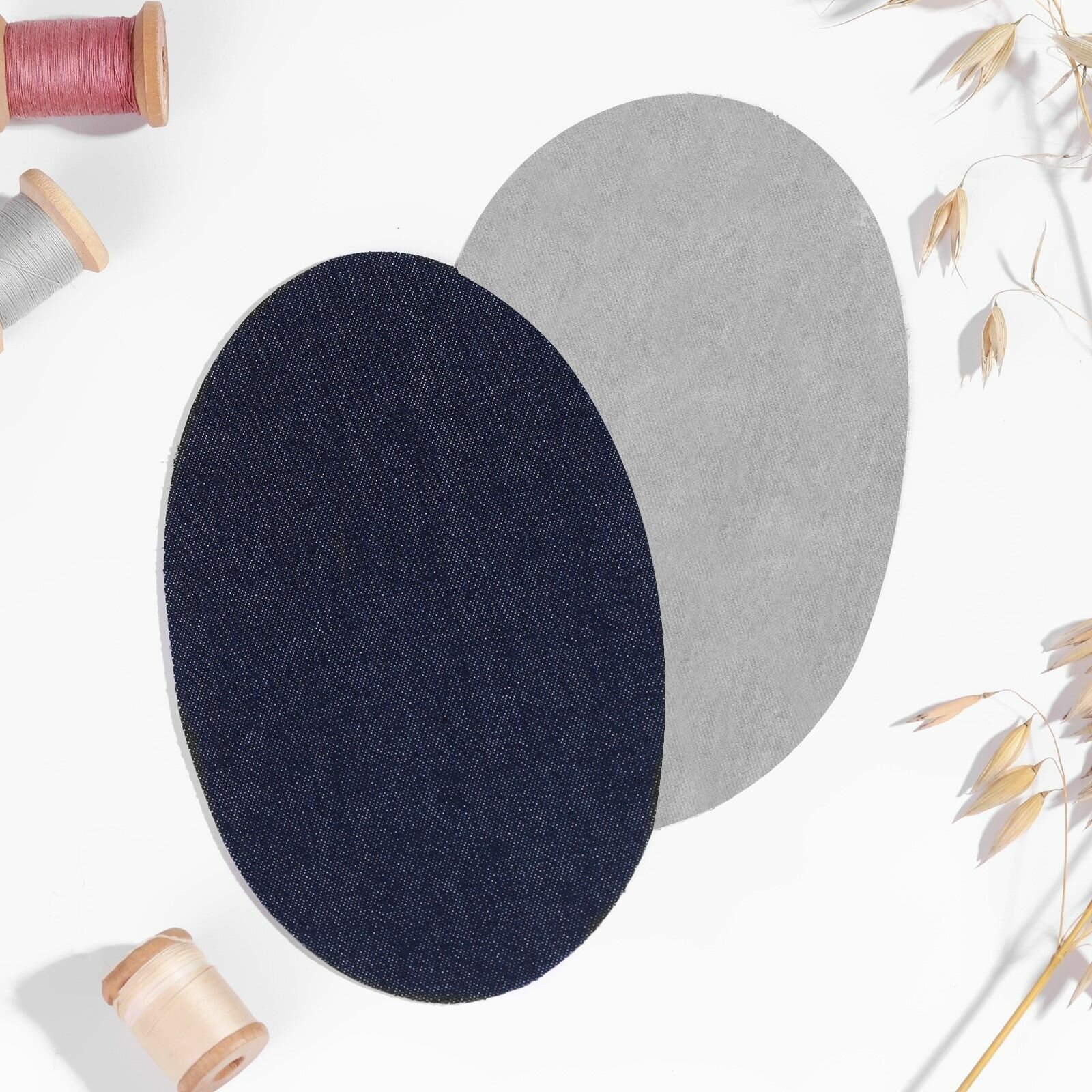 Заплатки для одежды, 15.5 9.5 см, термоклеевые, 2 шт, синий, 3 уп