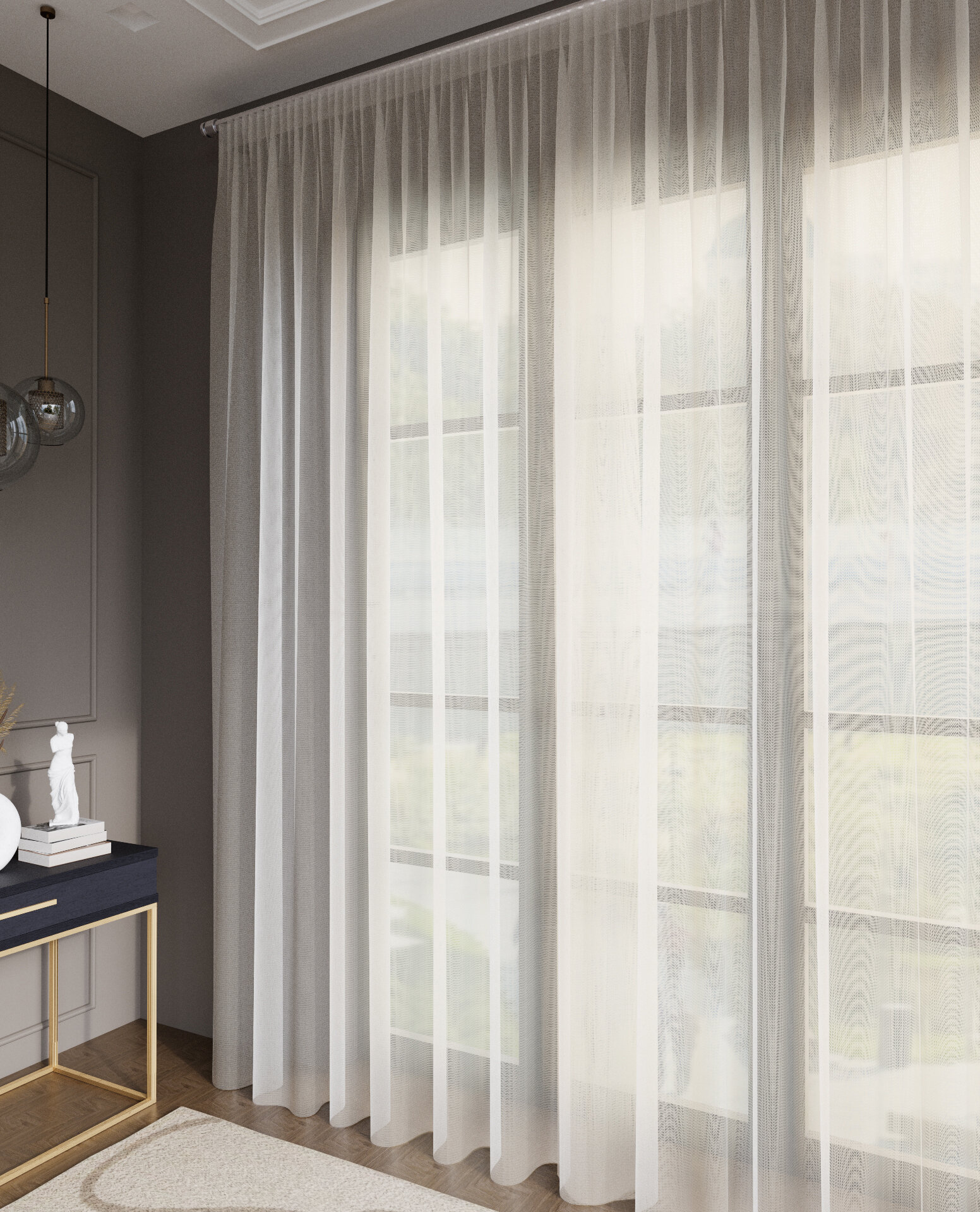 Тюль на ленте Елочка 300x280 см цвет экрю