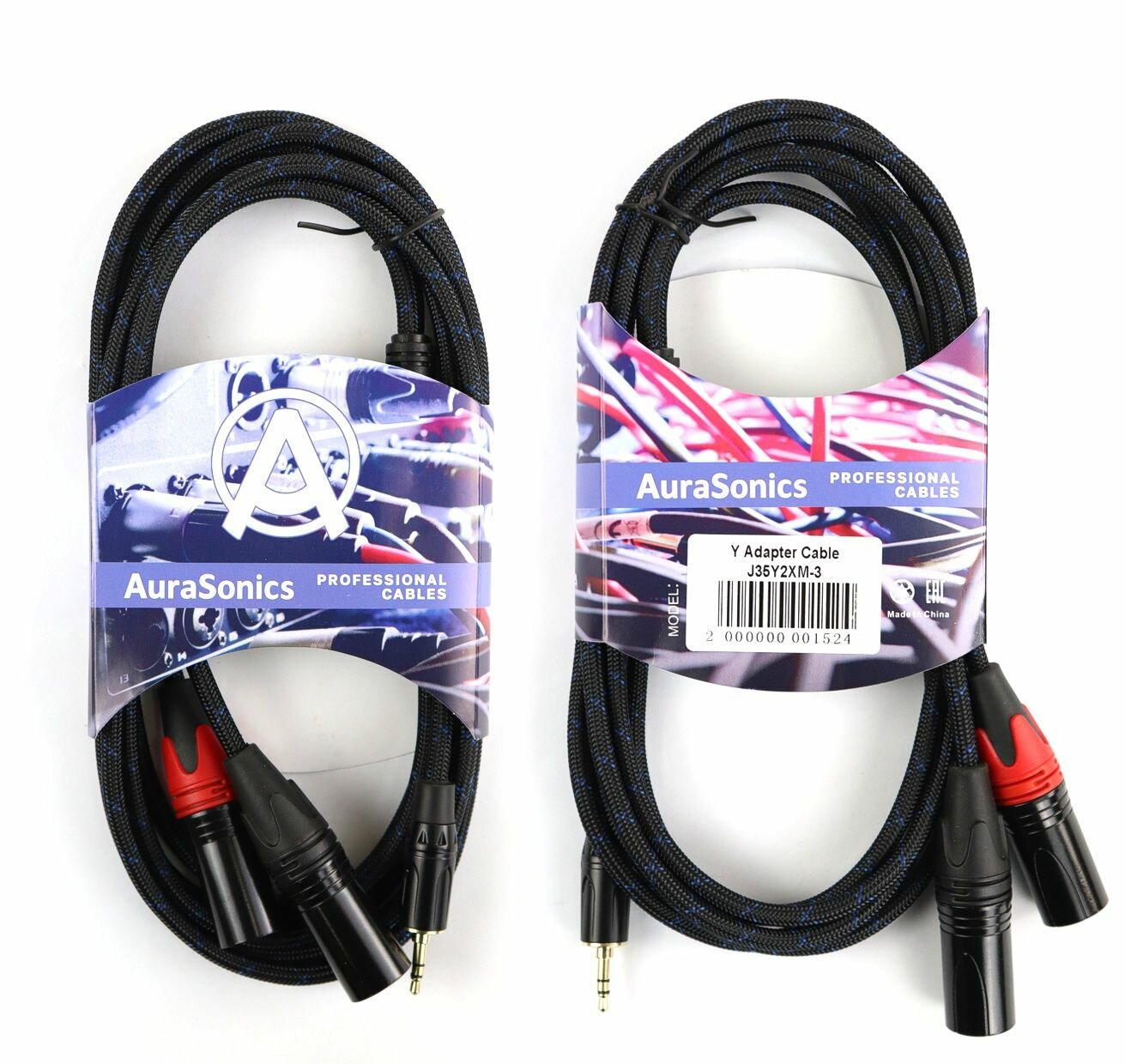 AuraSonics J35Y2XM-3 аудио Y-кабель jack 3.5 -> 2 x XLR, 3м