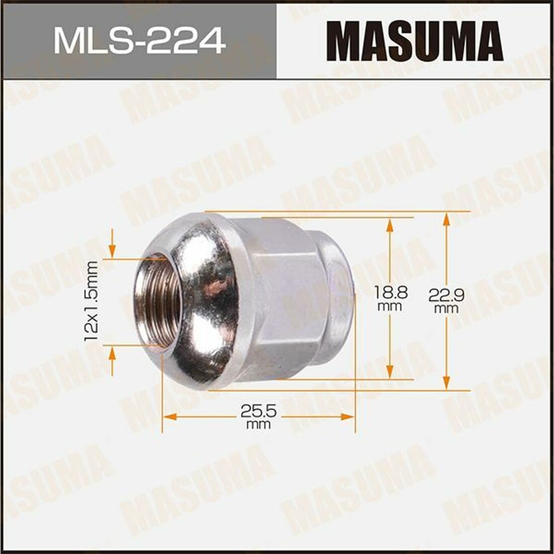 Гайка колесная M12x1.5(R) под ключ 19 Masuma MLS-224