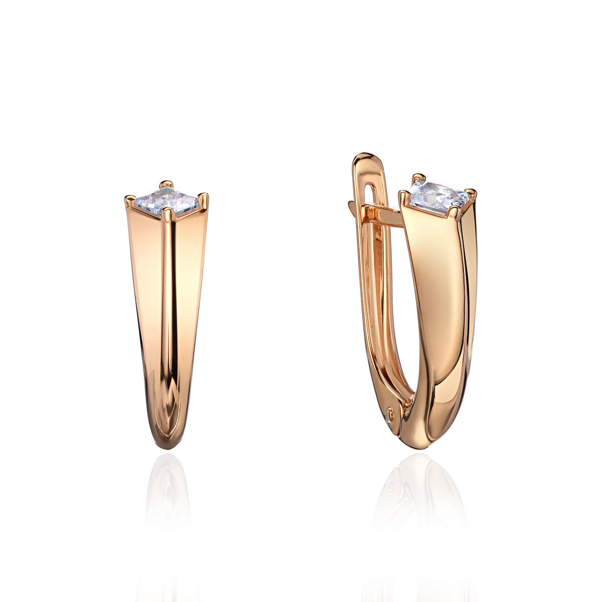 Серьги, красное золото, 585 проба, фианит