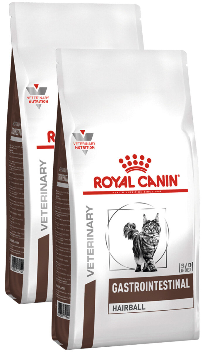 Сухой корм Royal Canin Gastrointestinal Hairball для кошек при заболеваниях ЖКТ для вывода шерсти, 0,35 кг х 2 шт