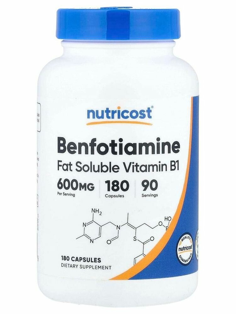 Бенфотиамин, 600 мг, 180 капсул (300 мг в 1 капсуле), Nutricost