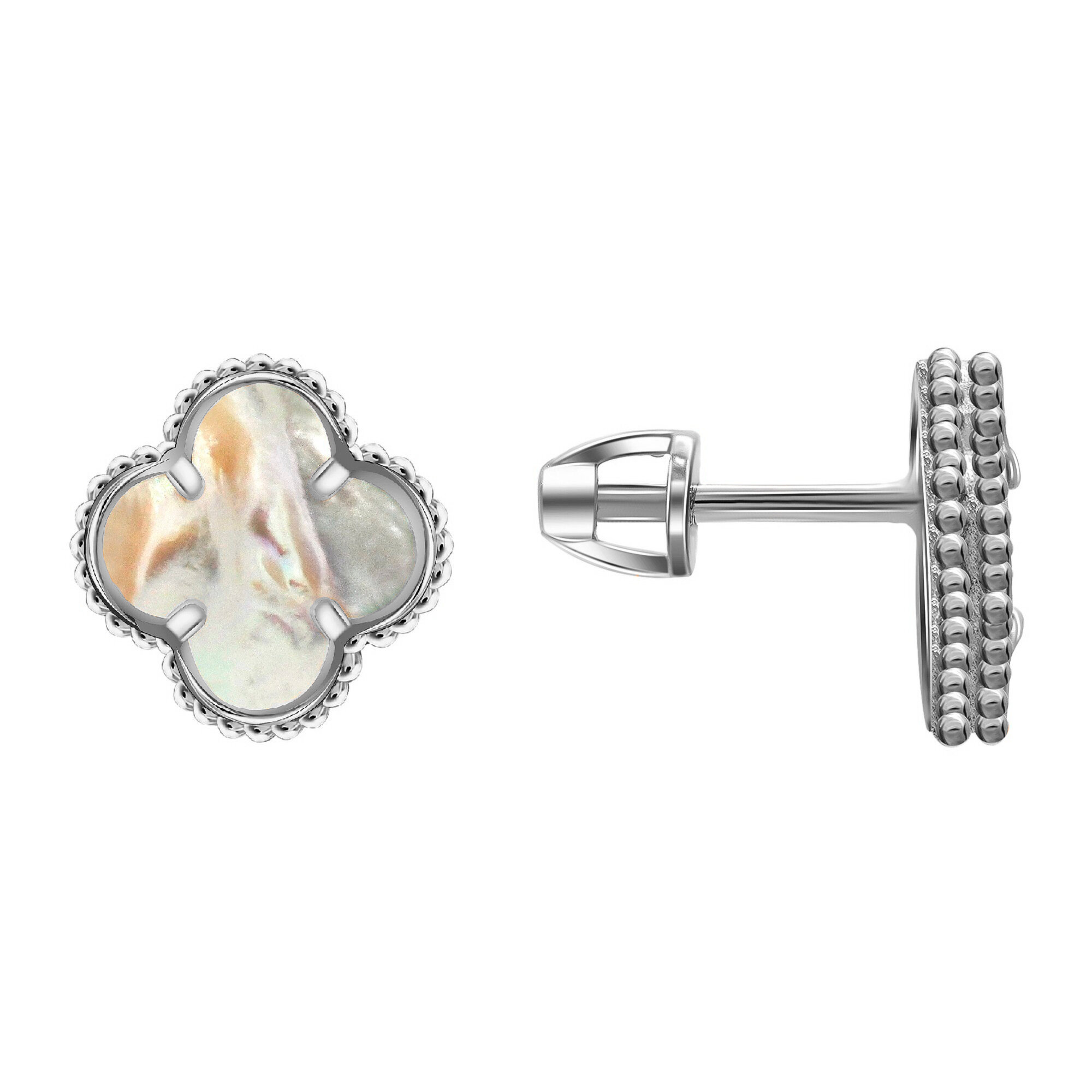 Серьги пусеты, серебро, 925 проба, перламутр