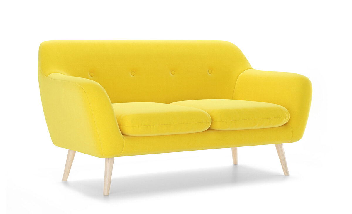 Диван Дайсон двухместный, прямой, велюр Vivaldi 15, цвет желтый