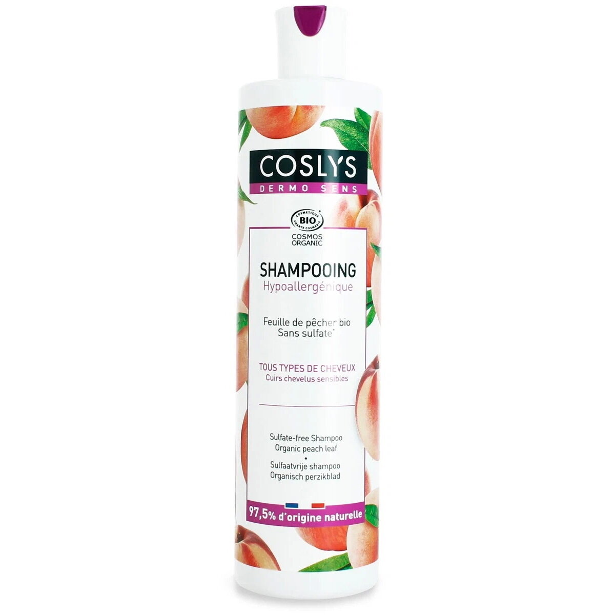 Шампунь гипоаллергенный с органическим персиком 380 мл, Coslys (Кослис) для чувствительной кожи головы