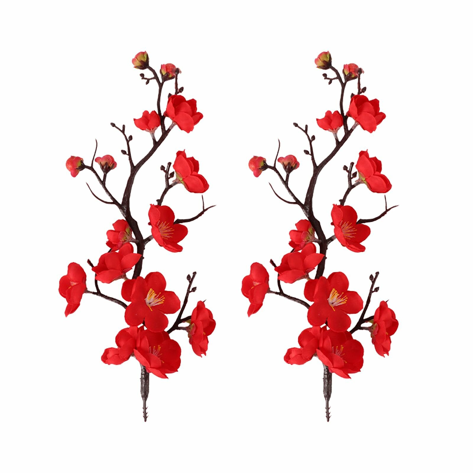 Имитация красной веточки цветущей сливы