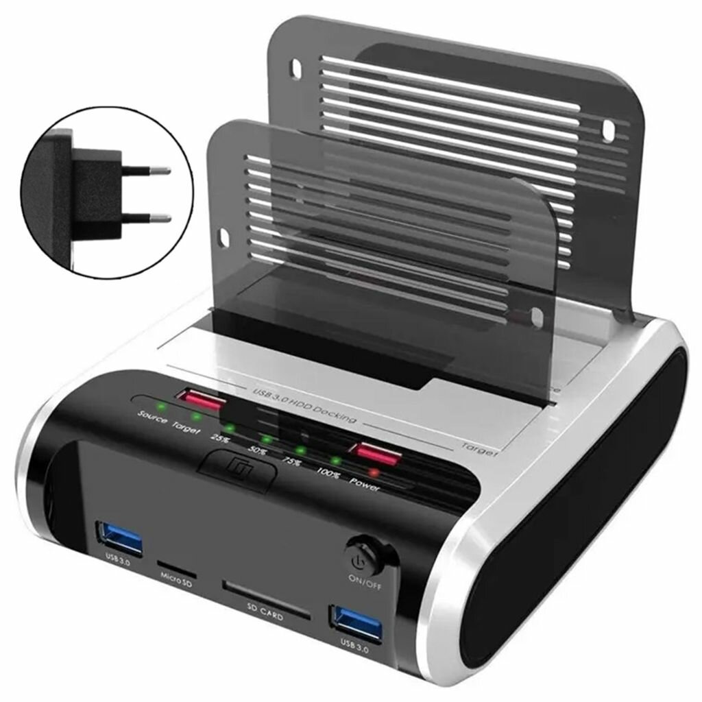 Док-станция для жесткого диска SATA - USB3.0 Адаптеры на 2 отсека 2,5/3,5" SSD HDD
