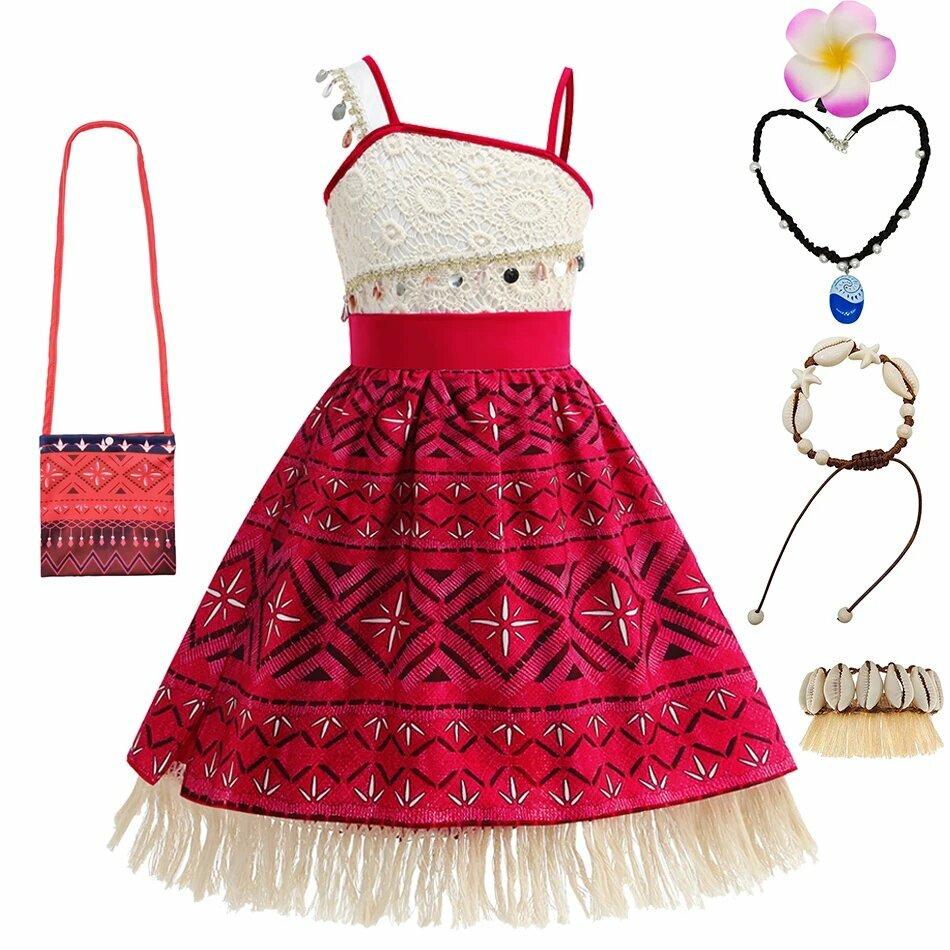 Детский костюм Disney Moana 2 7-8T Tag-140, Красный, Dress Sets 03
