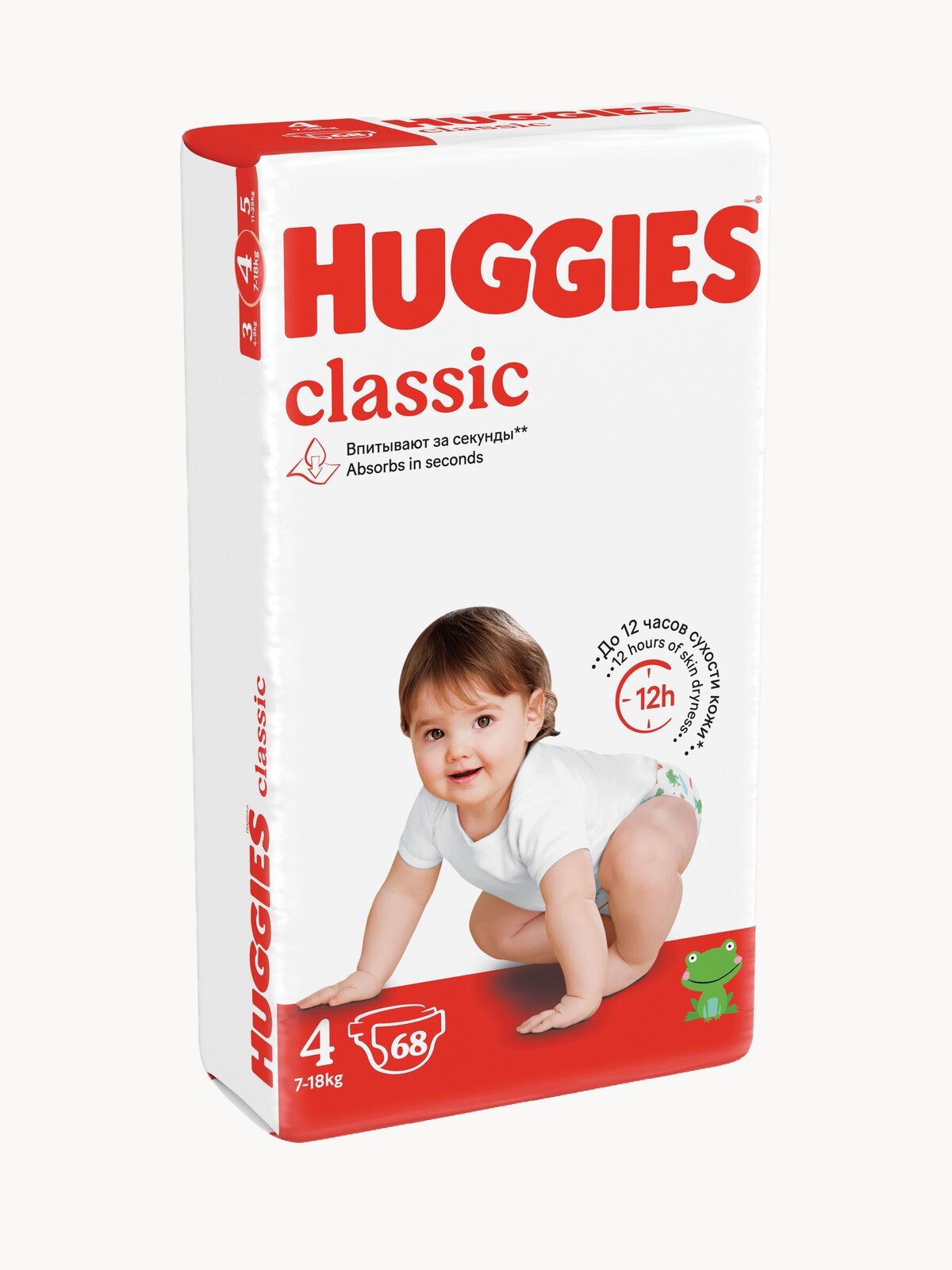 Подгузники Huggies Classic 4 (7-18кг), 68 шт.