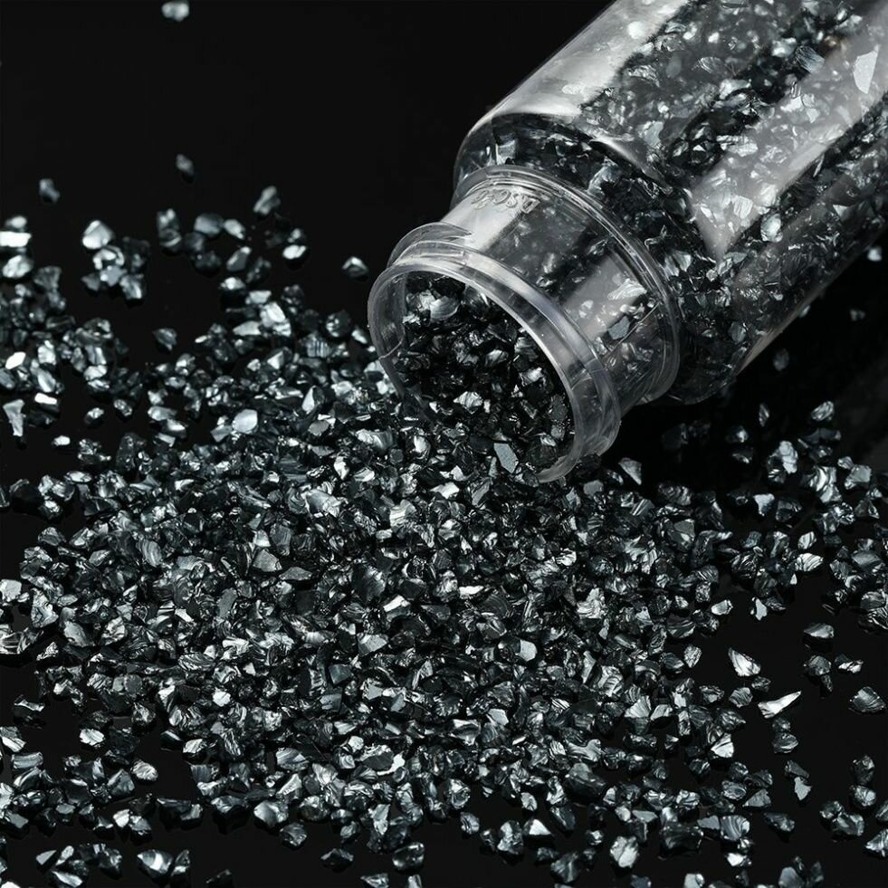 Эксклюзивная алмазная крошка и стеклянные кристаллы 30 мл для эпоксидной смолы, серый оттенок