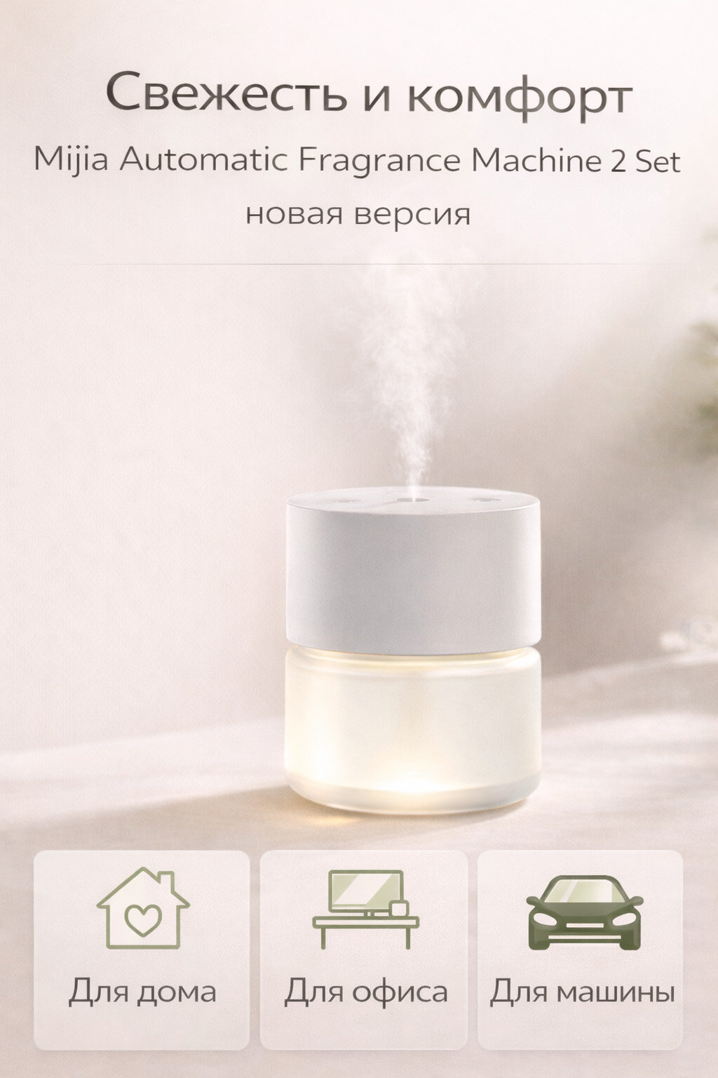 Xiaomi Ароматизатор воздуха Xiaomi Mijia Automatic Fragrance Machine 2 Set (MJXFJ02XW) белый