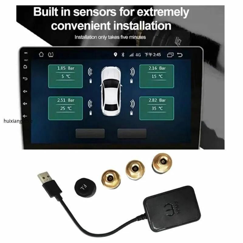 Система контроля давления в шинах USB TPMS для Android — монитор давления шин и тестер батареи FBT-200 12/24 В