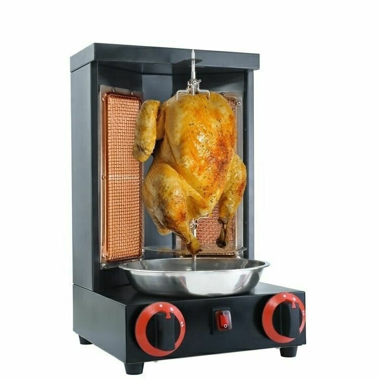 Газовый вертикальный гриль, пропан, 2 конфорки и кухонный противень для мяса, 220 В для жарки курицы, индейки, Тако, запеченного мяса,